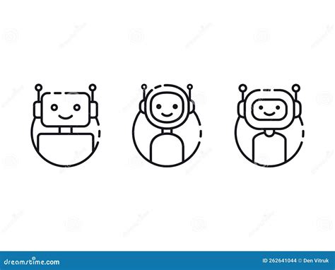 Chatbot Vector Line Icon Set Stock Illustration Illustration Of Line Cartoon 262641044