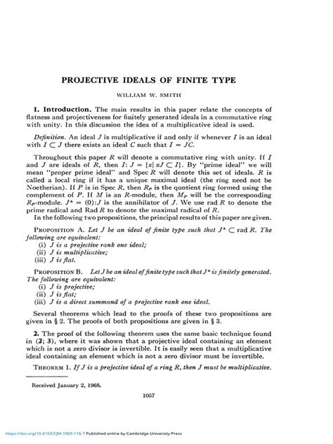Projective Ideals Of Finite Type Pdf Ring Mathematics Theorem