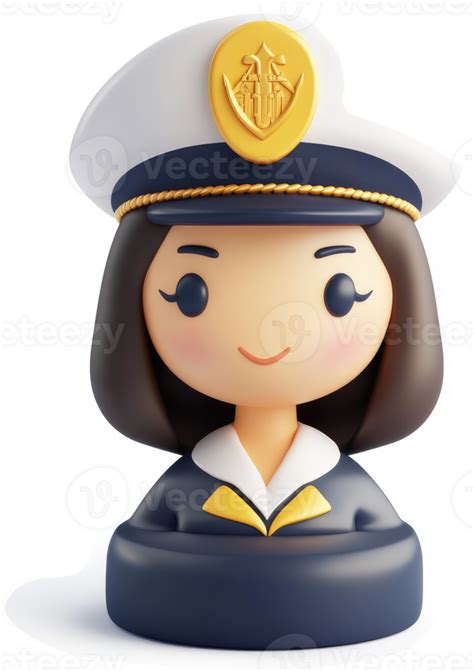 Cute Female Naval Officer Figurine Stylized Portrait 60725961 Png