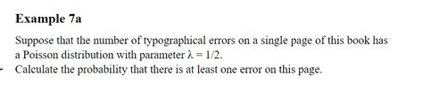 Example 7a Suppose That The Number Of Typographical Errors On A Single