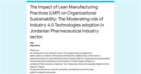 The Impact Of Lean Manufacturing Practices Lmp On Organizational