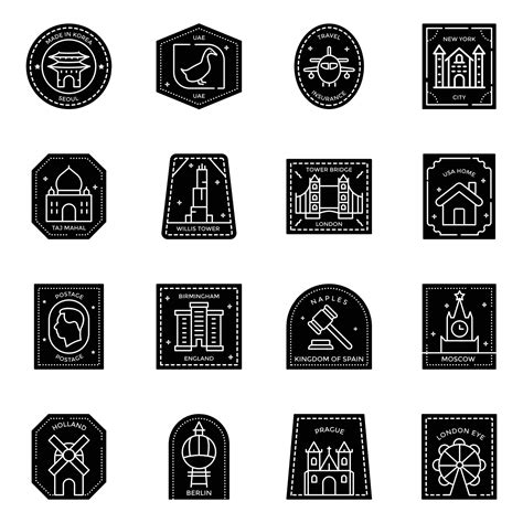 Pack Of Postage Stamps Icons 16113296 Vector Art At Vecteezy