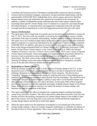 National Climate Assessment Draft Report Executive Summary PDF