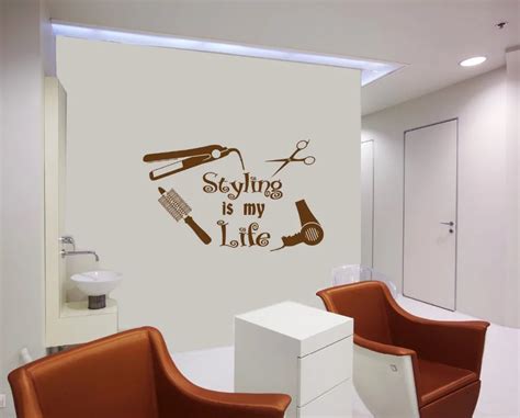 New Beauty Salon Vinyl Wall Decal Barbershop Hair Dryer Scissors Mural
