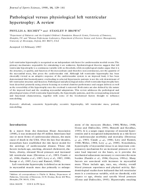 Pdf Pathological Versus Physiological Left Ventricular Hypertrophy A