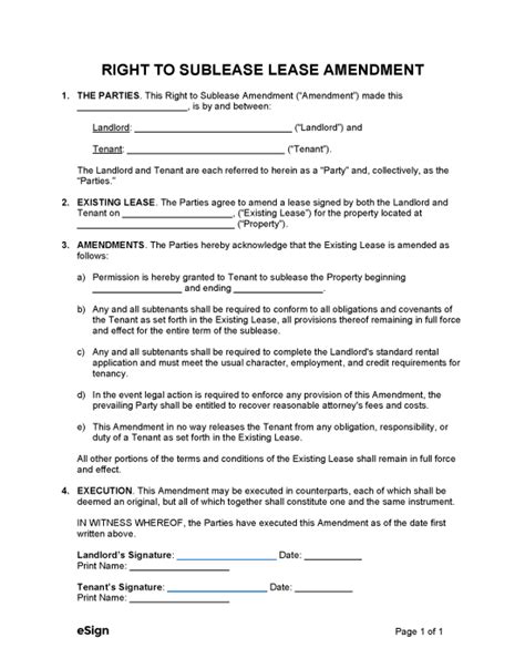 Free Lease Amendment Forms 10 Pdf Word