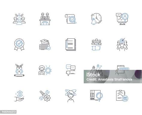 교육 Ceneter 개요 아이콘 모음입니다 교육 센터 학습 개인 교습 아카데미 수업 기술 벡터 및 일러스트레이션 개념 세트 교육 교육 강사 선형 표지판 아이콘에 대한 스톡