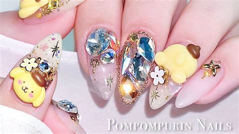 Sub 짧지만 귀여워요 폼폼푸린네일💛 산리오네일 풀스톤네일 네일팁연장 네일아트 셀프네일 네일asmr Youtube