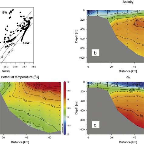 Potential Temperaturesalinity Plot A And Vertical Distribution Of