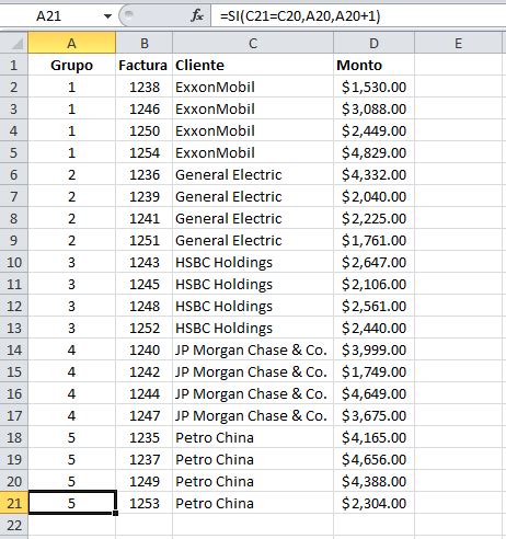 Enumerar Grupos Excel Total