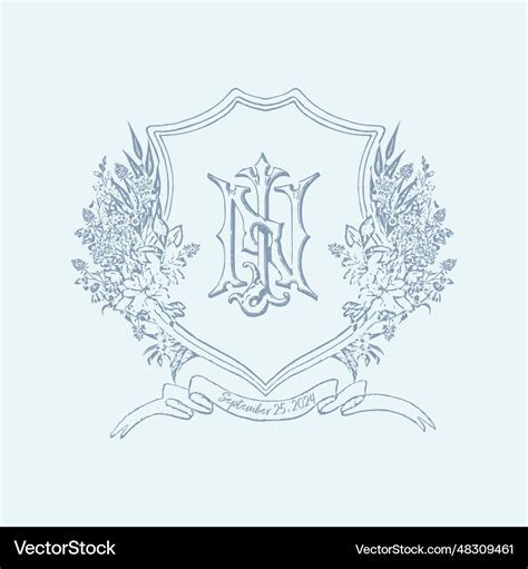 Vintage Nj Jn Initial Monogram With Floral Wedding