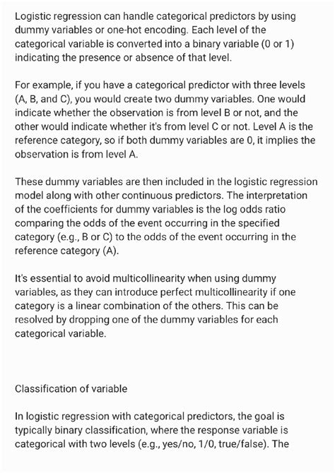 Logical Regression With Categorical Predictors Business Management
