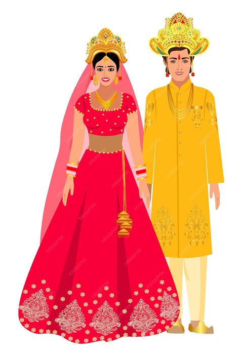 Premium Vector A Couple In A Wedding Dress