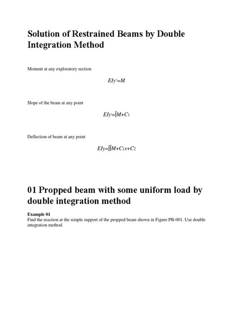 Solution Of Restrained Beams By Double Integration Method Download