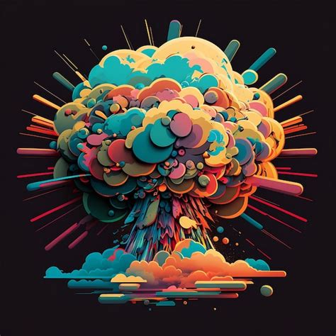 Premium Ai Image Bomb Explosion Colorful Papercraft Minimal Creative