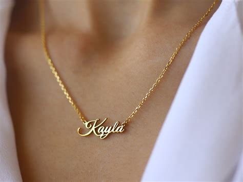 Trendy 14k Gold Name Necklace Nameplate Jewelry Personalized Etsy