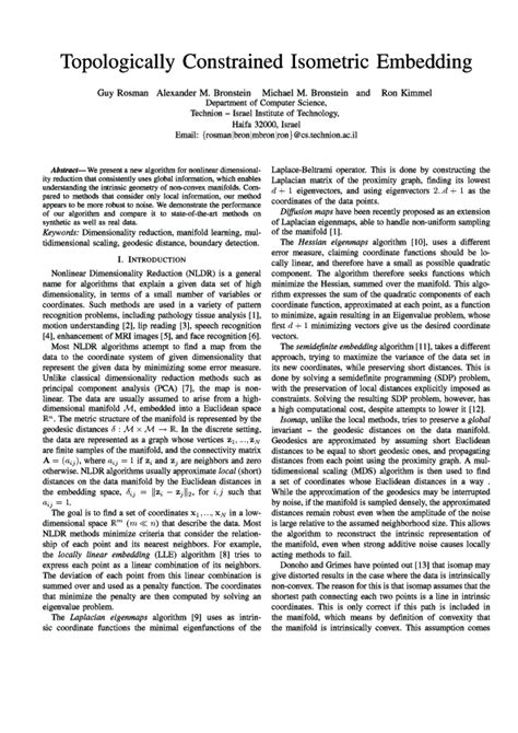 Pdf Topologically Constrained Isometric Embedding