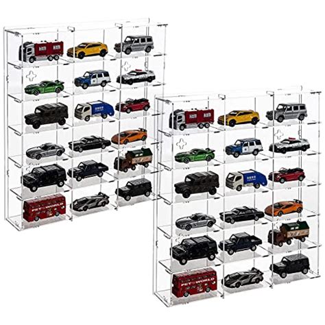 Display4top 2 Pack Acrylic Display Case 18 Compartments Clear Want