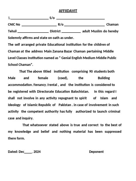 Affiidavit Of School Registration 1 Pdf