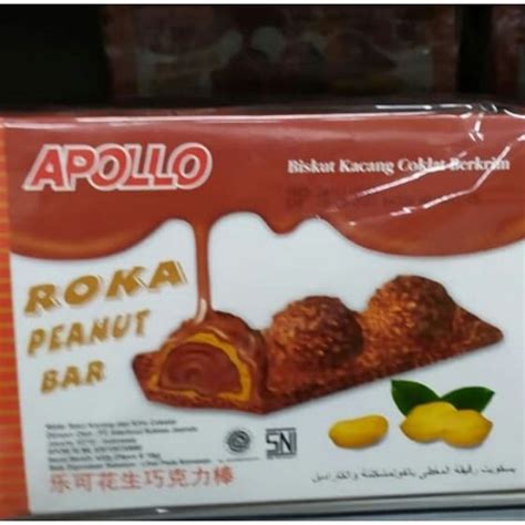 Jual Apollo Roka Peanut Bar Biskuit Kacang Coklat Berkrim Shopee Indonesia