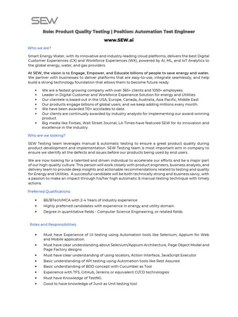 Automation Test Engineer Pdf