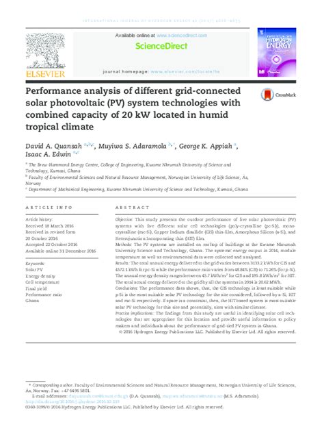 Pdf Performance Analysis Of Different Grid Connected Solar Photovoltaic Pv System