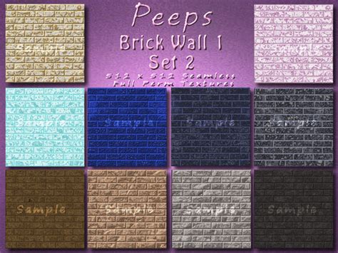 Second Life Marketplace Peeps Textures Brick Wall 1 Set 2