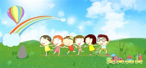 รูปอนุบาลการ์ตูนน่ารักพื้นหลัง สีน้ำเงิน ท้องฟ้า เมฆภาพพื้นหลัง