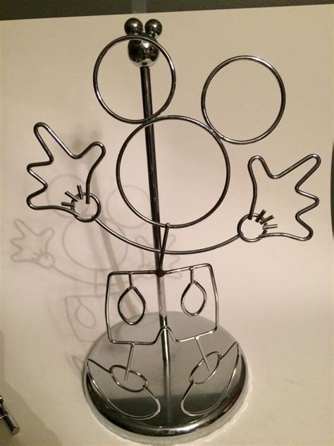 Disney Mickey Mouse Metal Silver Chrome Wire Paper Towel Holder