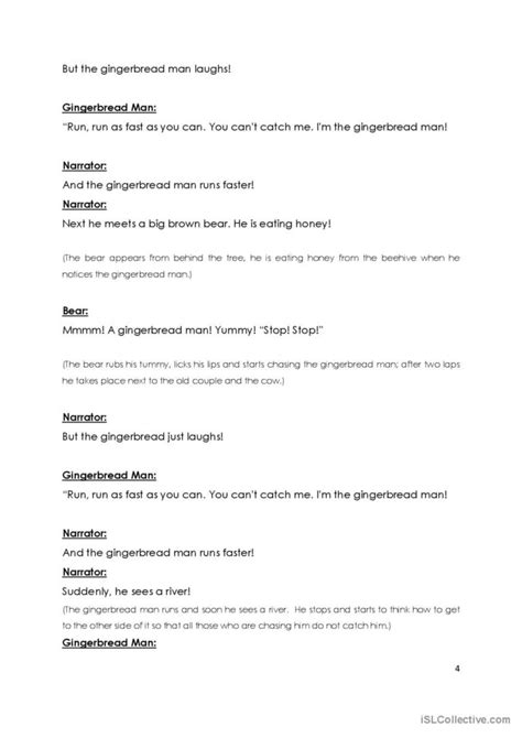 The Gingerbread Man Play Script So English Esl Worksheets Pdf And Doc