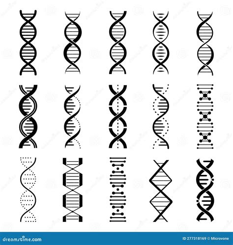 Dna Gene Icons Set Scientific Genes Spiral Pictograms Isolated Helix
