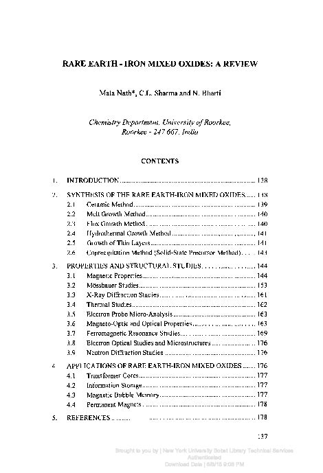 Pdf Rare Earth Iron Mixed Oxides A Review