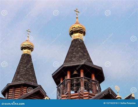 Wooden Architecture Dome Of A Modern Orthodox Christian Church Stock
