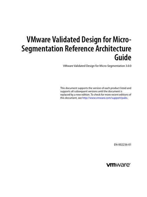 Vmware Validated Design 30 Microsegmentation Reference Architecture