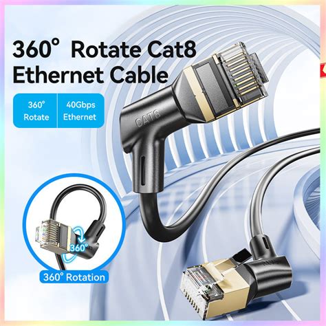 Vention Ethernet Cable Cat 8 Super Speed 360° Rotate Cable Double Elbow