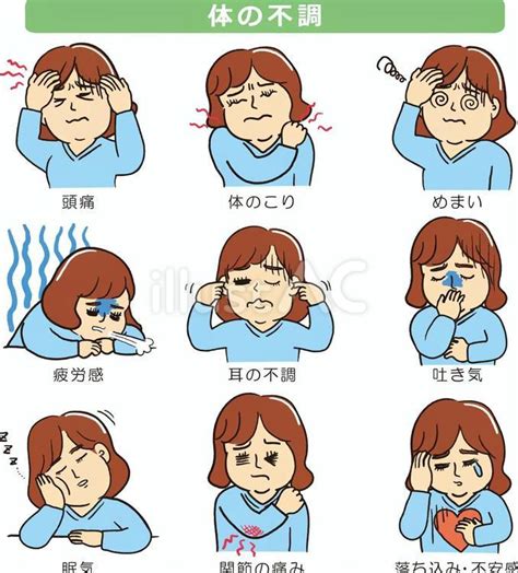 気象病の症状・体の不調イラスト No 23839061｜無料イラスト・フリー素材なら「イラストac」