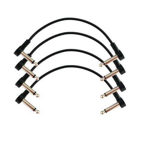 소음 방지 기타 효과 페달 플랫 패치 케이블 직각 커넥터 키트 커플러 세트 24 Awg 6 인치 15 Cm 14