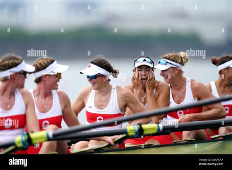 The Canada Team Celebrate After Winning The Women S Eight Rowing At Sea