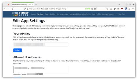 App Settings Better Weather Story Documentation
