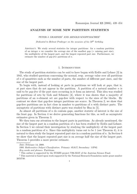 pdf analysis of some new partition statistics