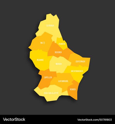 Luxembourg Political Map Of Administrative Vector Image