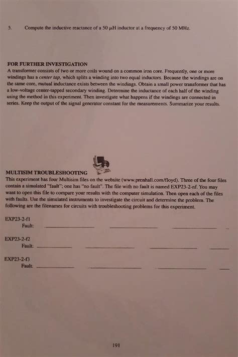 23 Inductive Reactance Name Date Class Reading Text