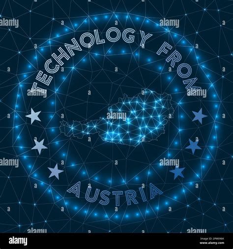 Technology From Austria Futuristic Geometric Badge Of The Country Technological Concept Round