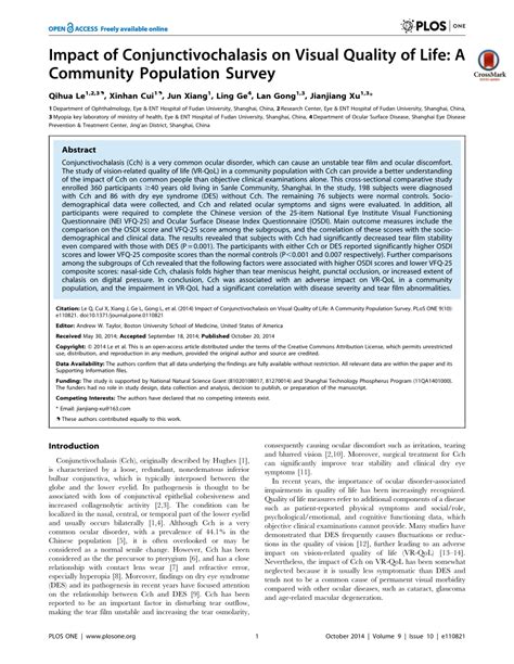Pdf Impact Of Conjunctivochalasis On Visual Quality Of Life A