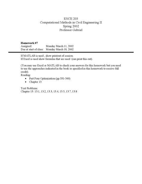 Homework 7 Computational Methods In Civil Engineering Ii Ence 203