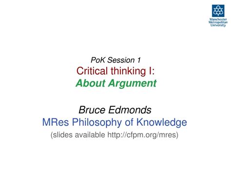 PPT PoK Session Critical Thinking I About Argument PowerPoint Presentation ID