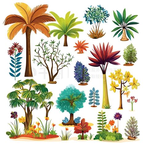 Treeai数字艺术 Tree卡通风鲜艳植物花卉热带风光插画 Ai平面元素免费下载 Png格式 4096像素 编号71589421 千图网