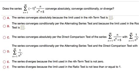 Solved Does The Series E 1 Converge Absolutely Converge Conditionally Or Diverge 5 Ja