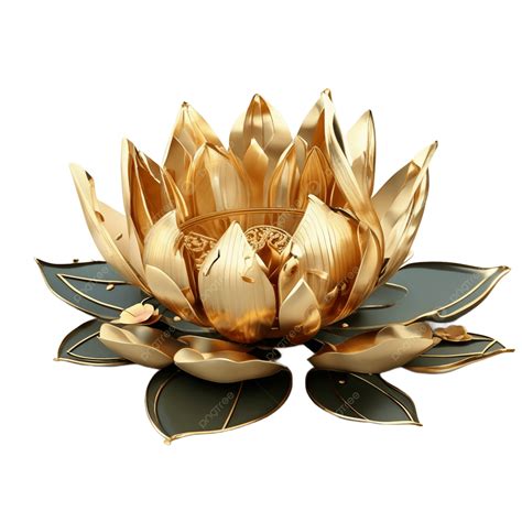 Golden Lotus Flower On Dark Leaves Elegant Design Golden Lotus Dark
