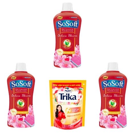 Jual Paket Promo4563pcs Sosoft Deterjen Sakura Blosaom 700mltrika